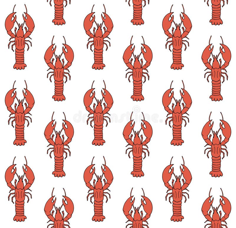 Vector Seamless Pattern of Lobster Stock Vector - Illustration of ...