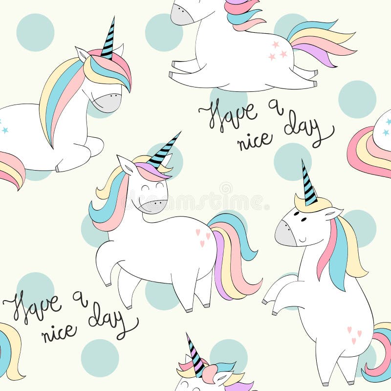 Magic cute unicorns stock vector. Illustration of circle - 118149138
