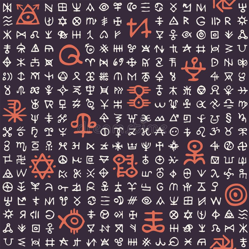 Seamless Pattern with Occult Signs and Magic Runes Stock Vector ...
