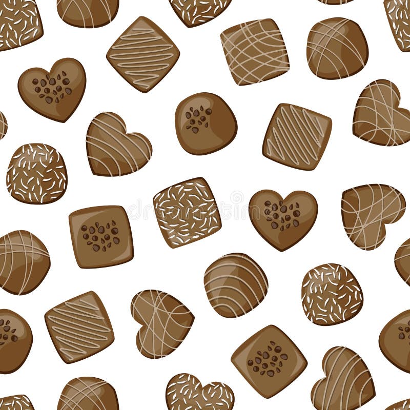 Vector Seamless Pattern with Milk Decorated Chocolates of Various ...