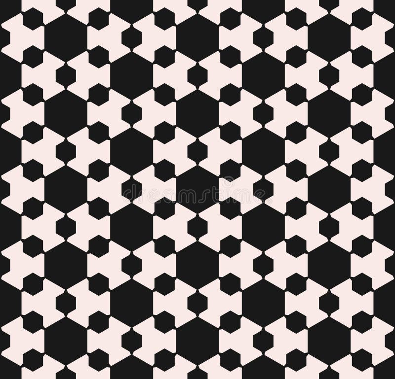 Vector Monochrome Seamless Pattern with Big and Small Hexagons Stock ...