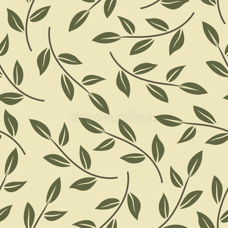 Vector Seamless Pattern with Minimalistic Leaves. Botanical Background ...