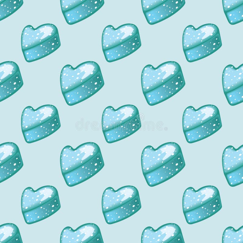 Vector Seamless Pattern with Mint Glossy Heart Candies. Stock Vector ...