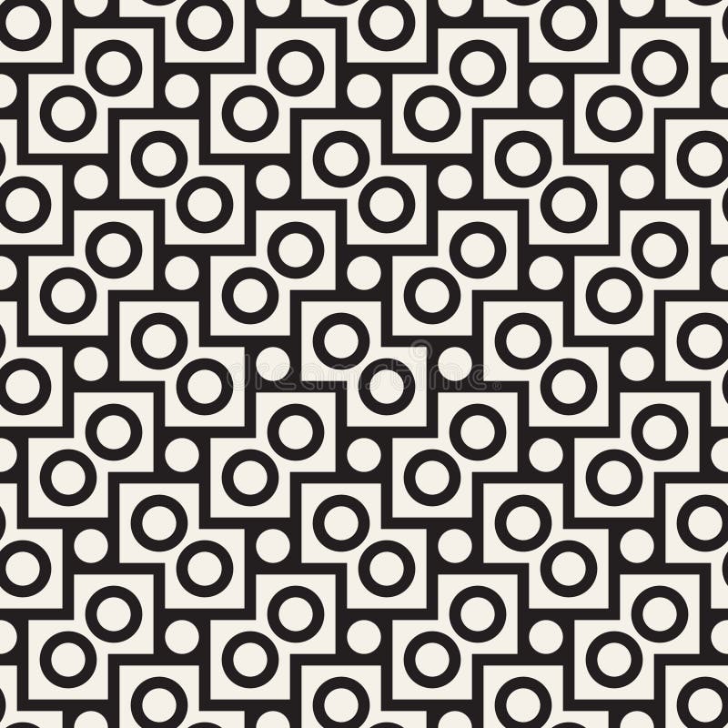 Vector Seamless Black and White Geometric Rounded Tripod Shapes Pattern ...