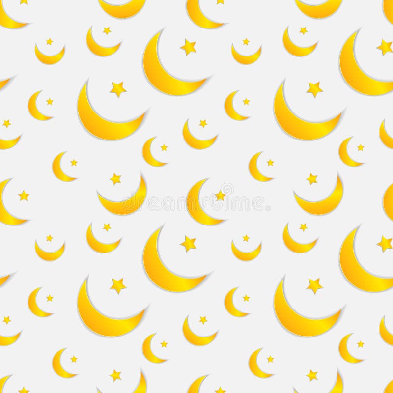 Vector Seamless Pattern with Moons and Stars, Pastel Colors. Stock ...
