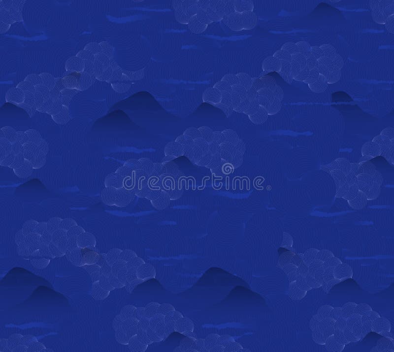 Vector Seamless Pattern with Mountain Clouds and Sky Stock Vector ...