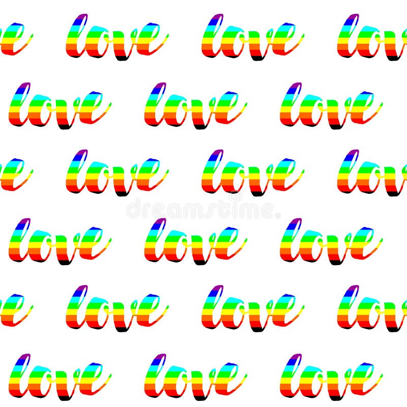 Vector Seamless Pattern of Multi-colored Words Love. Letters of Love ...