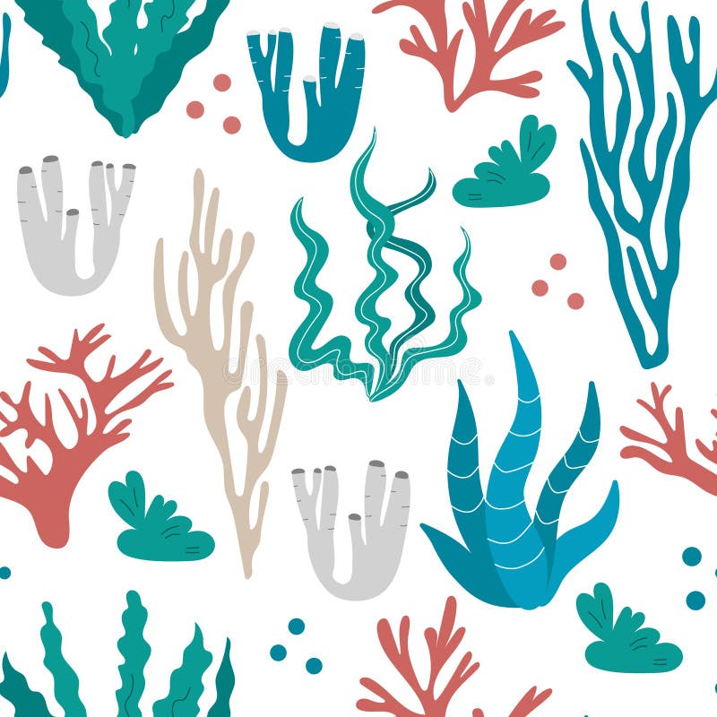 Vector Seamless Pattern with Multicolor Seaweed Shapes at the Bottom of ...