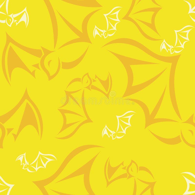 Vector Seamless Pattern with Multicolored Bats on a Yellow Background ...