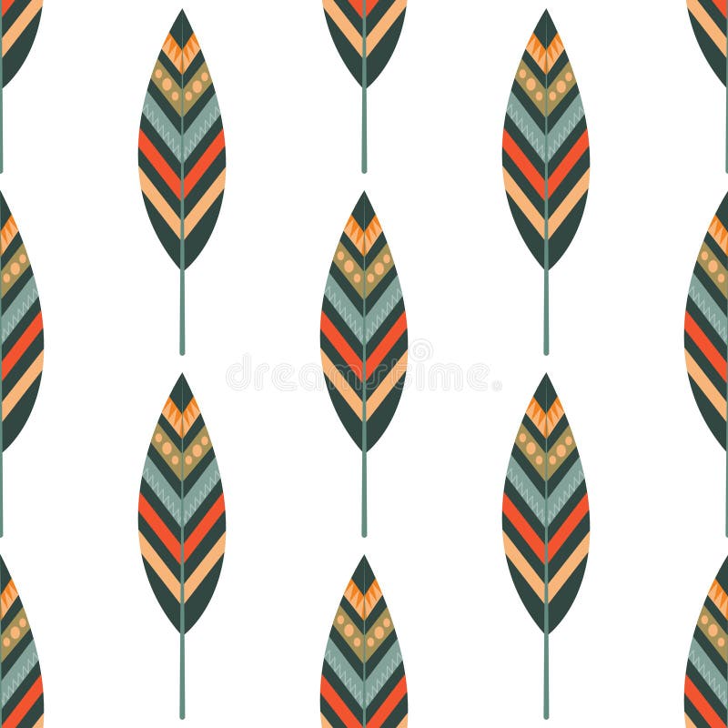 Vector Seamless Pattern of Multicolored Feathers on a White Background ...