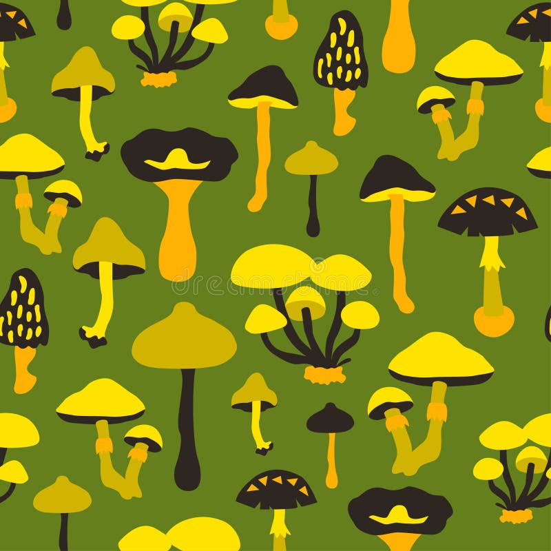 Vector Seamless Pattern with Mushrooms. Stock Vector - Illustration of ...