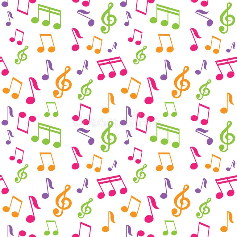 Vector Seamless Pattern with Music Notes Stock Illustration ...