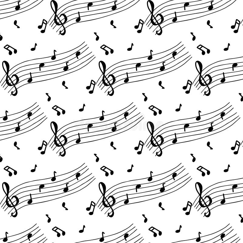 Vector Seamless Pattern with Music Notes. Stock Vector - Illustration ...
