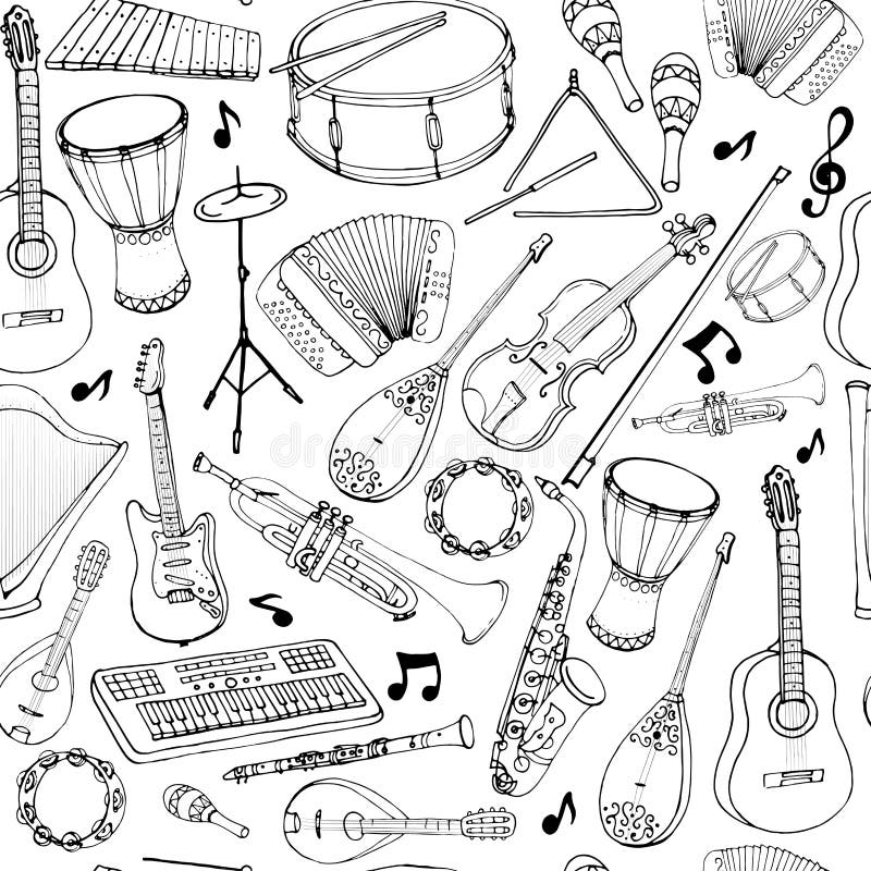 Vector Seamless Pattern of Musical Instruments. Stock Vector ...