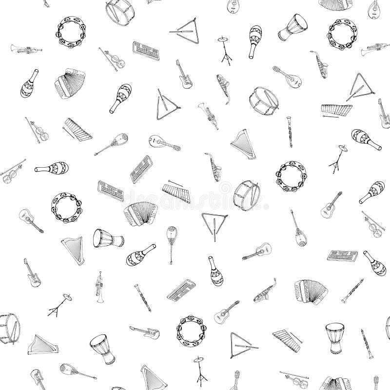 Vector Seamless Pattern of Musical Instruments. Stock Vector ...