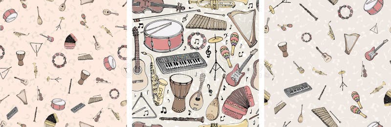 Vector Seamless Pattern with Musical Instruments. Stock Vector ...