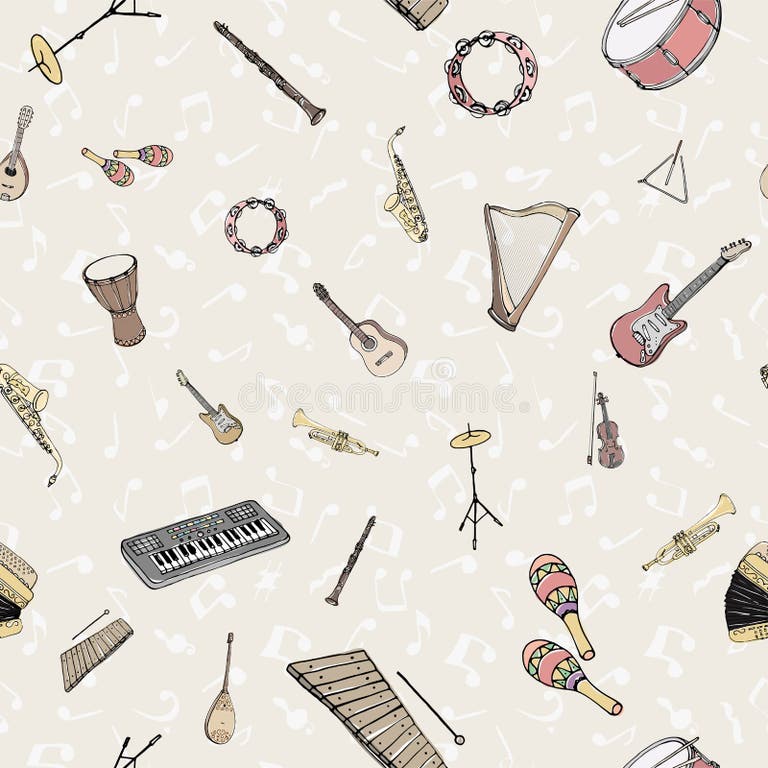 Vector Seamless Pattern with Musical Instruments. Stock Vector ...