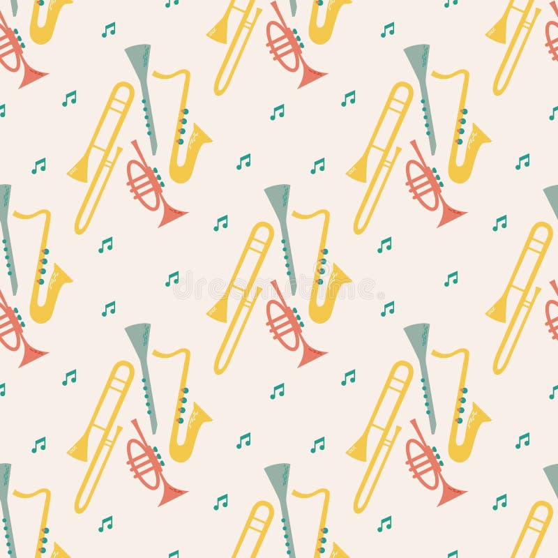 Musical Wind Instruments Line Drawing Vector Set. Brass Instruments ...