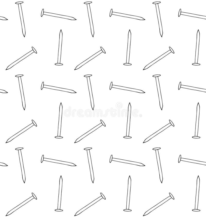 Vector Seamless Pattern of Nail Pin Stock Vector - Illustration of ...