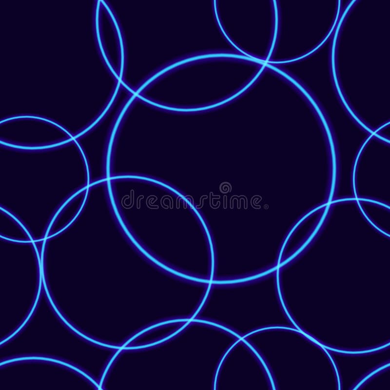 Vector Seamless Pattern with Neon Blue Circles, Illustration Background ...