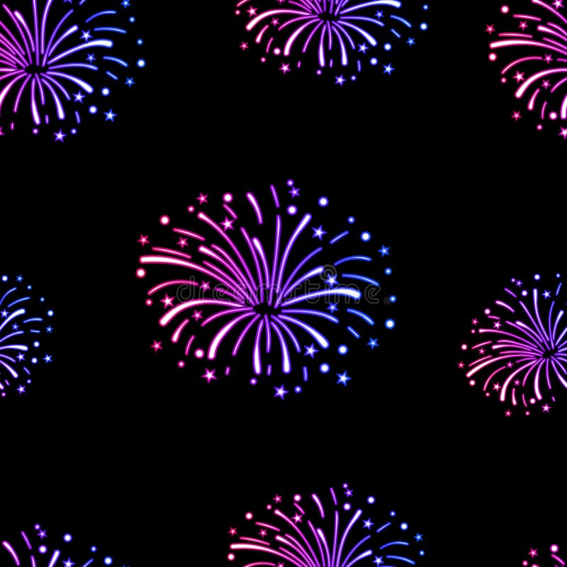 Vector Seamless Pattern, Neon Fireworks, Gradient Colorful Explosions ...