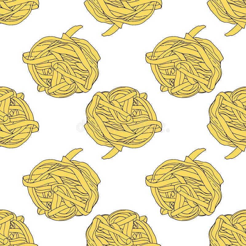 Vector Seamless Pattern from a Nest of Yellow Noodles. Nesting Noodles ...