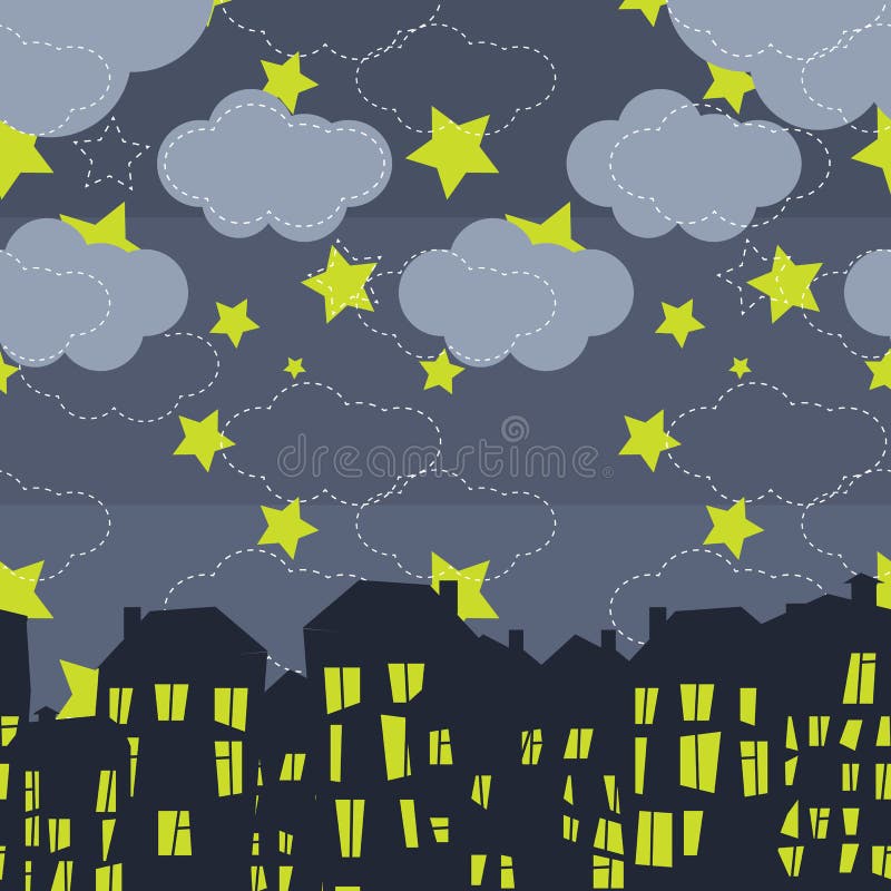 Night City Pattern stock vector. Illustration of night - 29446181