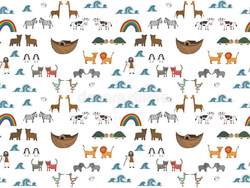Vector Seamless Pattern with Noah`s Ark Concept Stock Vector ...