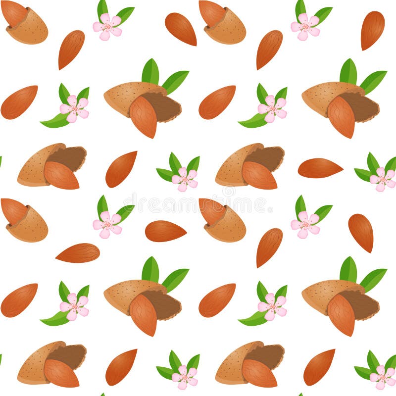 Almonds Leaves Pattern Stock Illustrations – 361 Almonds Leaves Pattern ...
