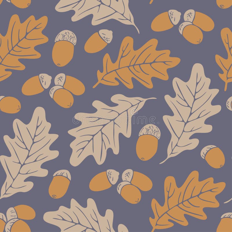 Vector Seamless Pattern with Oak Leaves and Acorns. Stock Vector ...