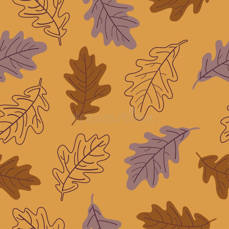 Vector Seamless Pattern of Oak Leaves. Stock Vector - Illustration of ...