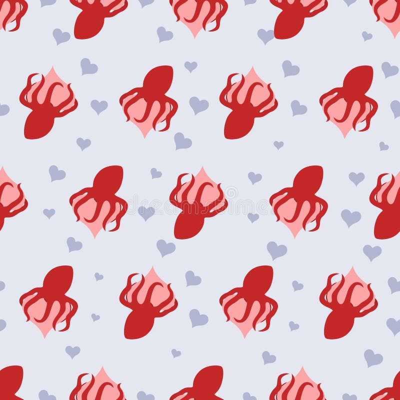 Vector Seamless Pattern Octopus Wraps Around the Heart Stock Vector ...