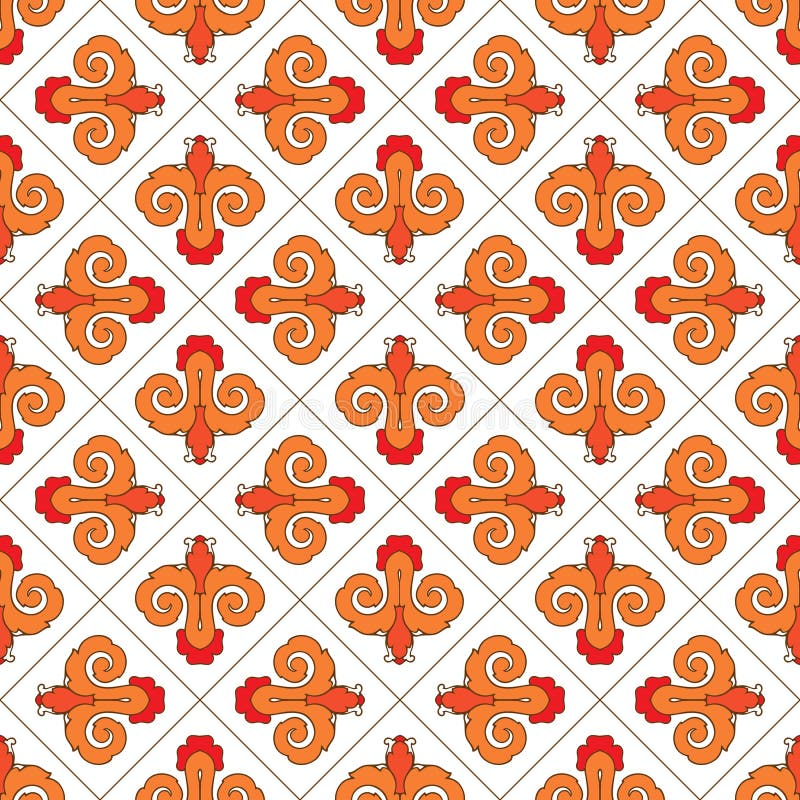 A Vector Seamless Pattern of Orange Abstract Geometric Shapes for Tile ...