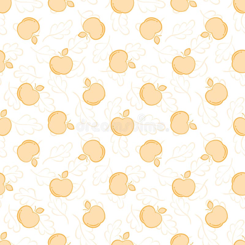 Vector Seamless Pattern with Orange Apples. Stock Vector - Illustration ...
