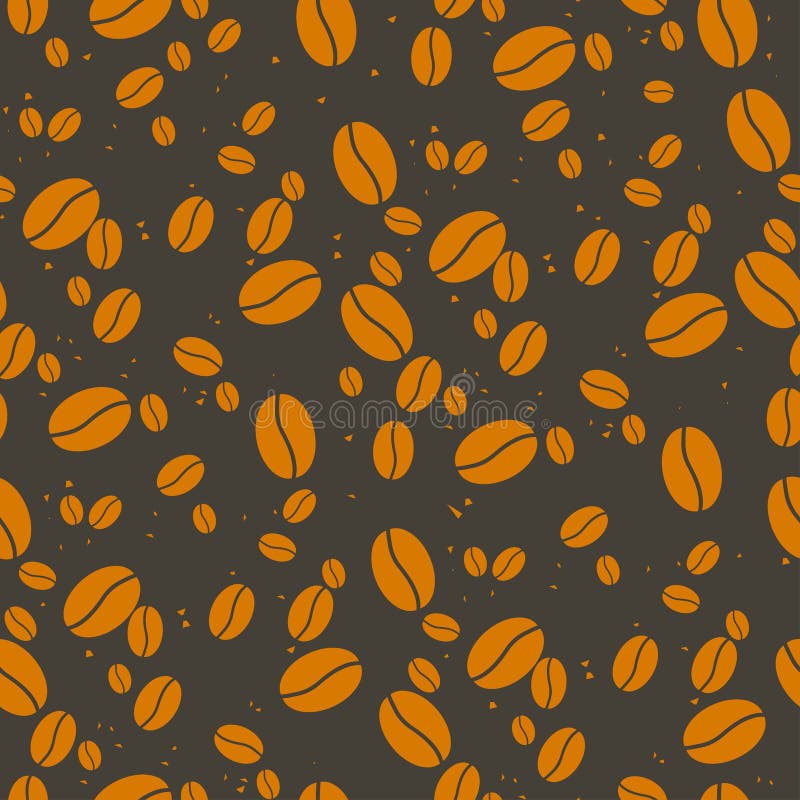 Vector Seamless Pattern with Orange Coffee Grains Stock Vector - Illustration of bean, dark ...