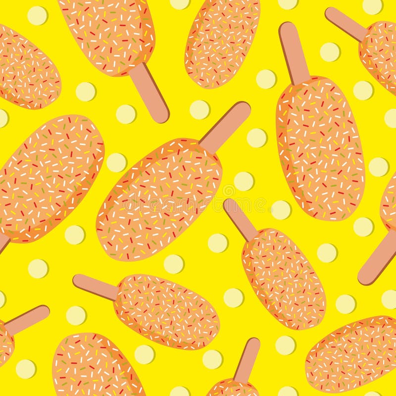 Vector Seamless Pattern Orange Ice Cream on Stick with Popsicles on ...