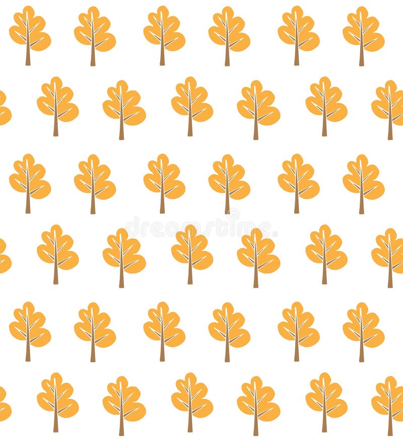 Vector Seamless Pattern of Orange Sketch Trees Stock Illustration ...
