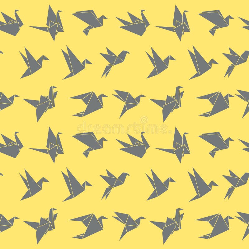 Vector Seamless Pattern with Origami Paper Birds. Vector Illustration ...