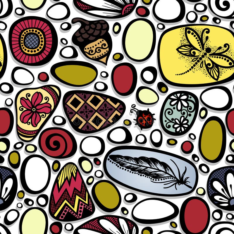 Vector Seamless Pattern Ornate Pebbles Stock Vector - Illustration of ...