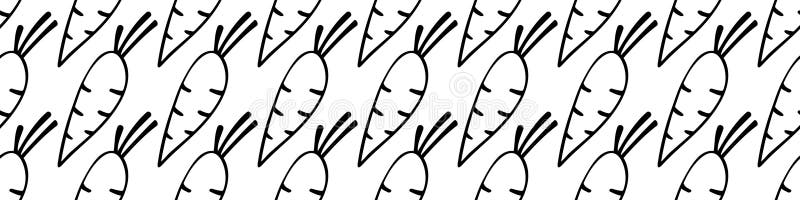 Vector Seamless Pattern of Outline Carrots Icons. Hand Drawn Doodle ...
