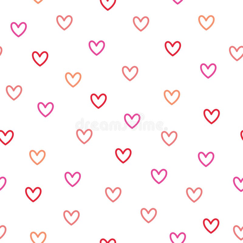 Vector Seamless Pattern with Outline Hearts on a White Background Stock ...