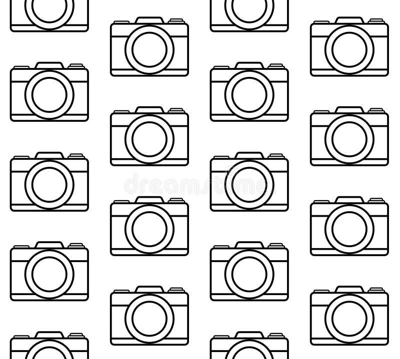 Vector Seamless Pattern of Outline Photo Camera Stock Vector ...