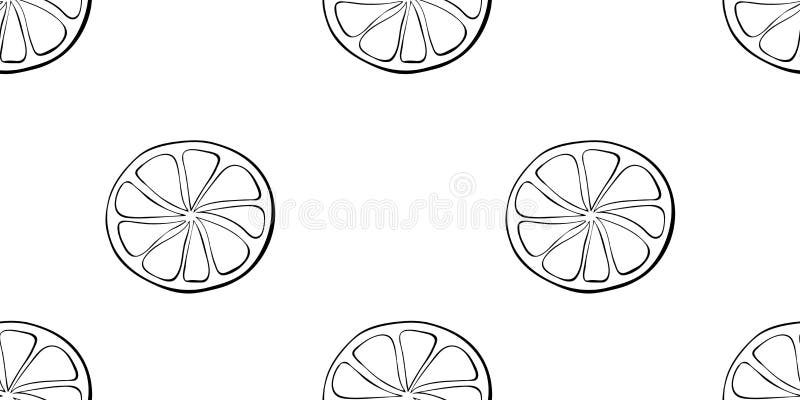 Vector Seamless Pattern of Outline Sliced Circle of Citrus Fruit. Slice ...