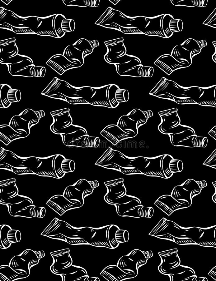 Vector Seamless Pattern with Outline Tubes of Acrylic and Oil Paint ...