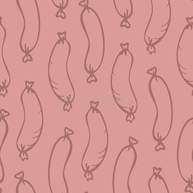 Vector Seamless Pattern with Outlines of Sausages. Stock Vector ...