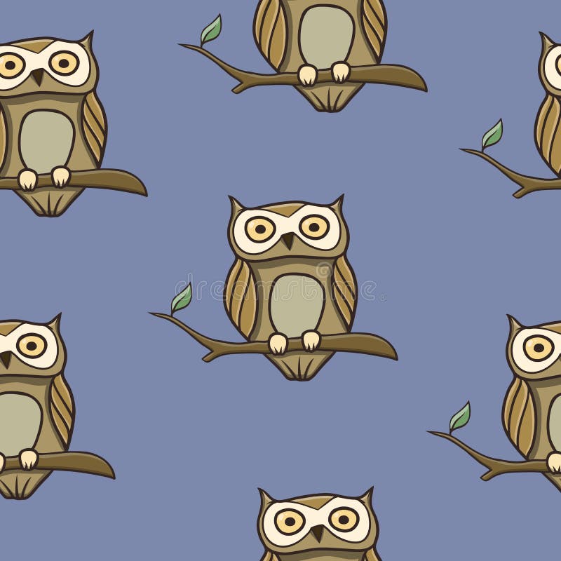 Vector Seamless Pattern with Owls Stock Vector - Illustration of ...