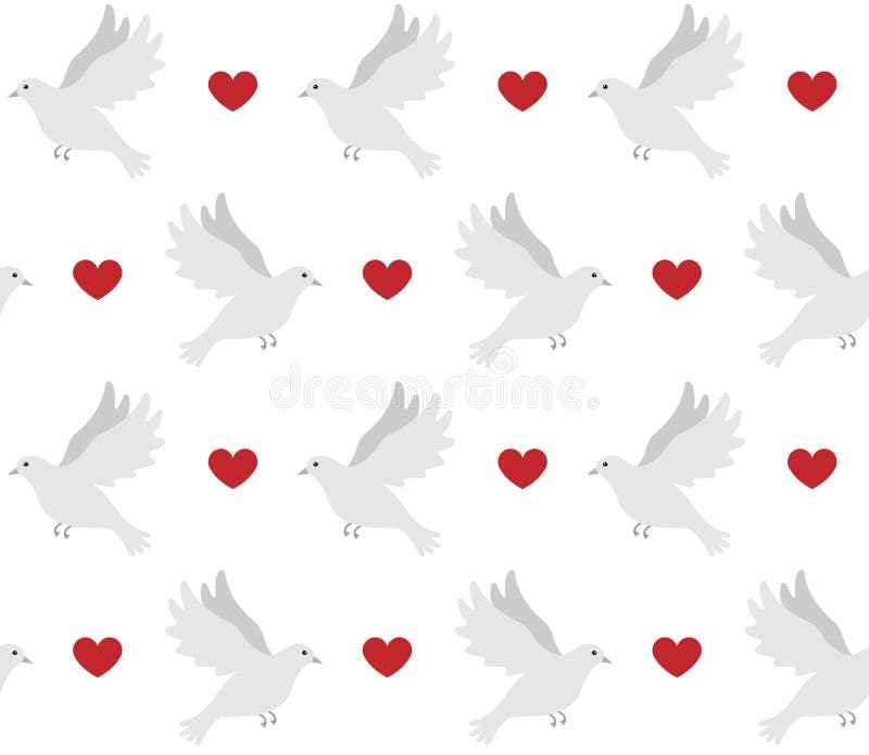 Vector Seamless Pattern of Pair of Love Doves Stock Vector - Illustration of drawing, bird ...