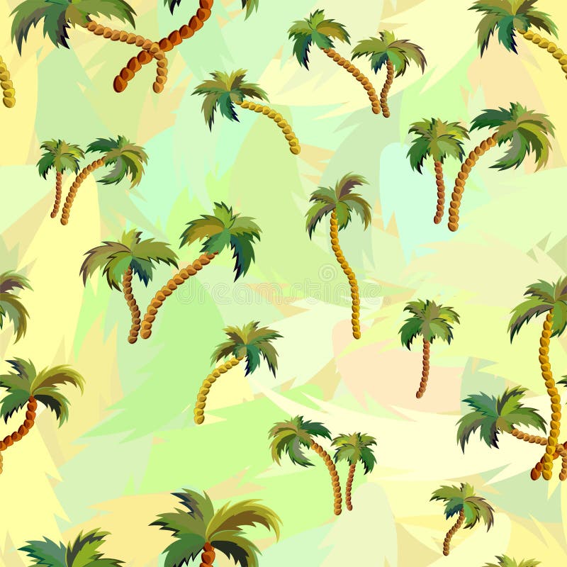 Vector Seamless Pattern with Palm Trees. Stock Vector - Illustration of ...