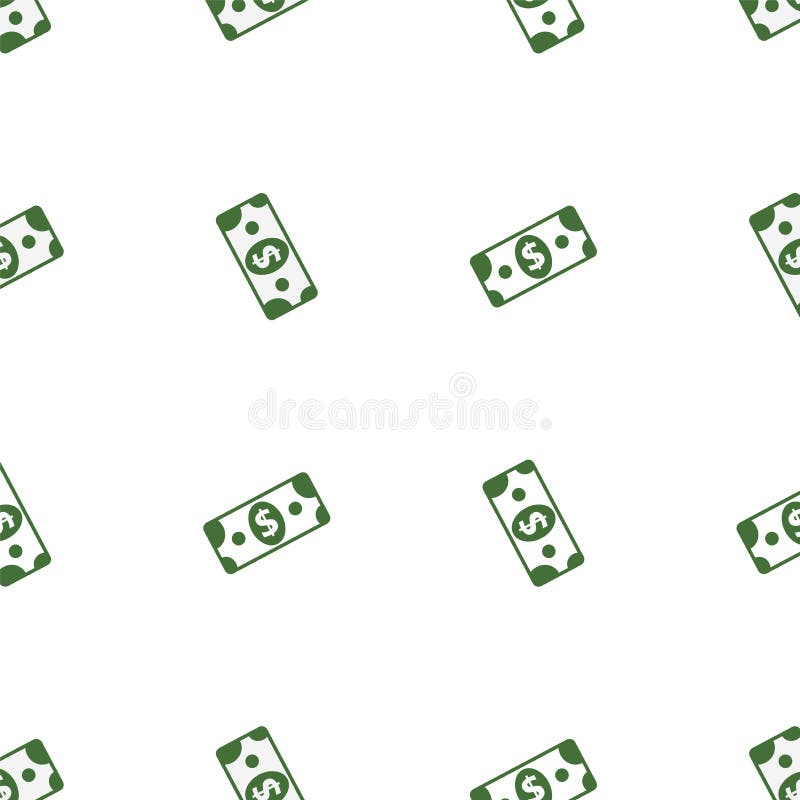 Vector Seamless Pattern of Paper Dollar Symbol on White Background ...