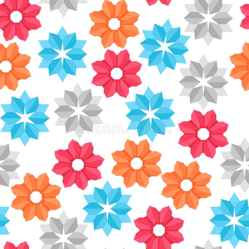 Vector Seamless Pattern of Paper Origami Color Flowers Stock Vector ...